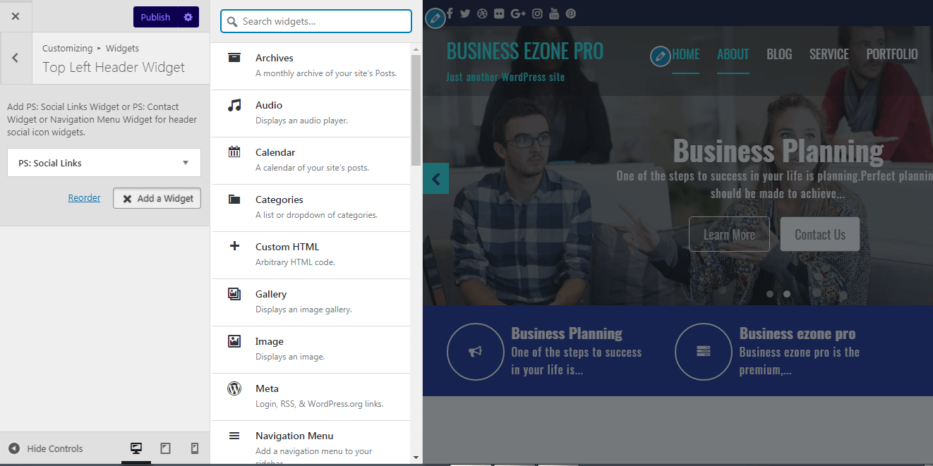 How To Configure Top Left Header Widget Setting Prosys Themes Documentations