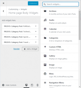 How To Configure Home Page Body Widgets? - Prosys Themes Documentations
